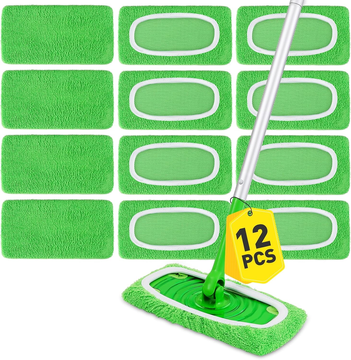 12Pcs Reusable Microfiber Mop Pads Compatible with Sweeper Mops,Dry ...
