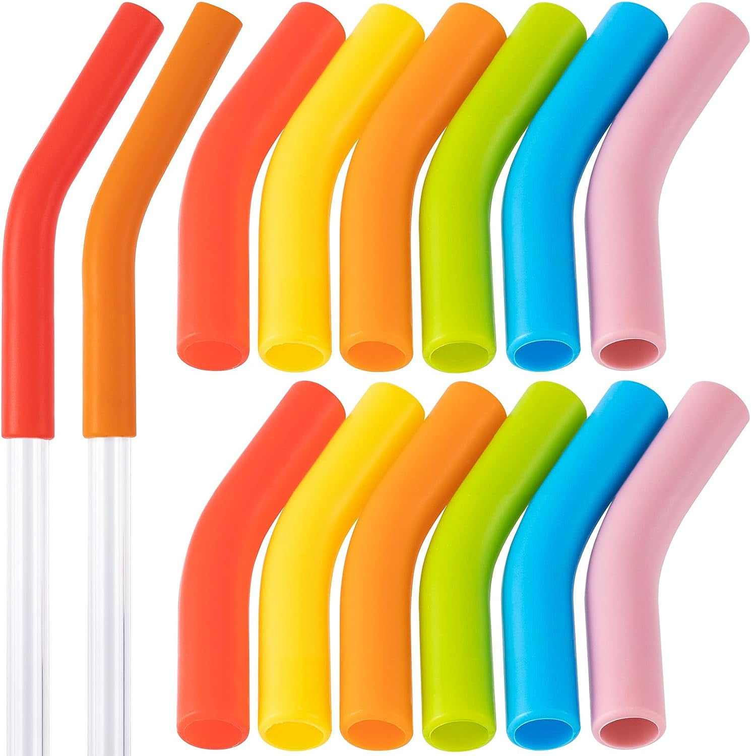 12Pcs Reusable Silicone Straw Tips 5/16"Wide(8mm Outer Diameter) Multi ...