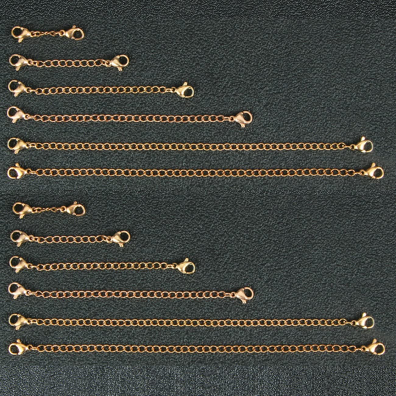 12Pcs Rose Gold Necklace Extenders, Stainless Steel Extended Chains ...