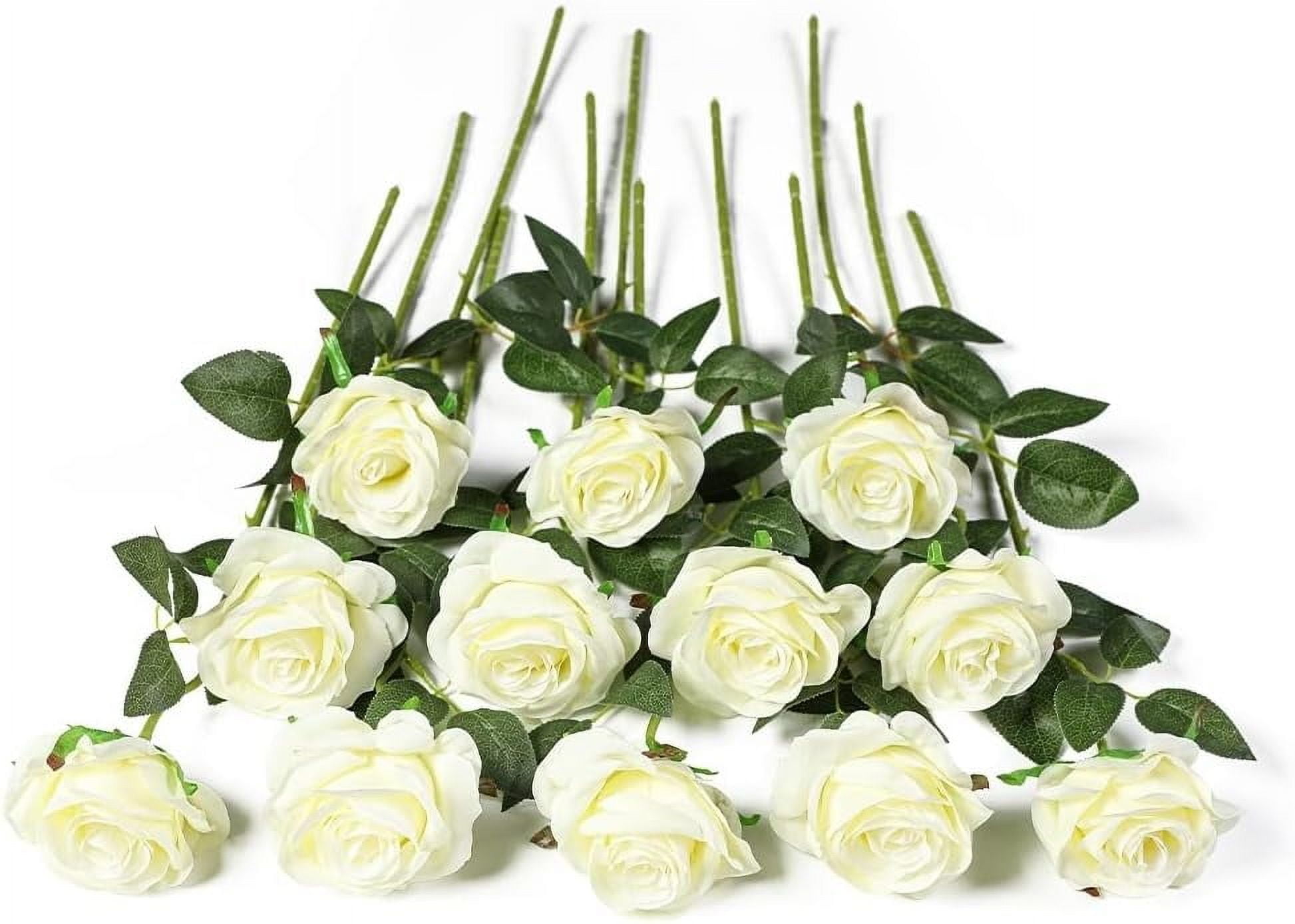 12Pcs Roses Artificial Flowers Realistic Single Stem Flowers Silk Rose ...