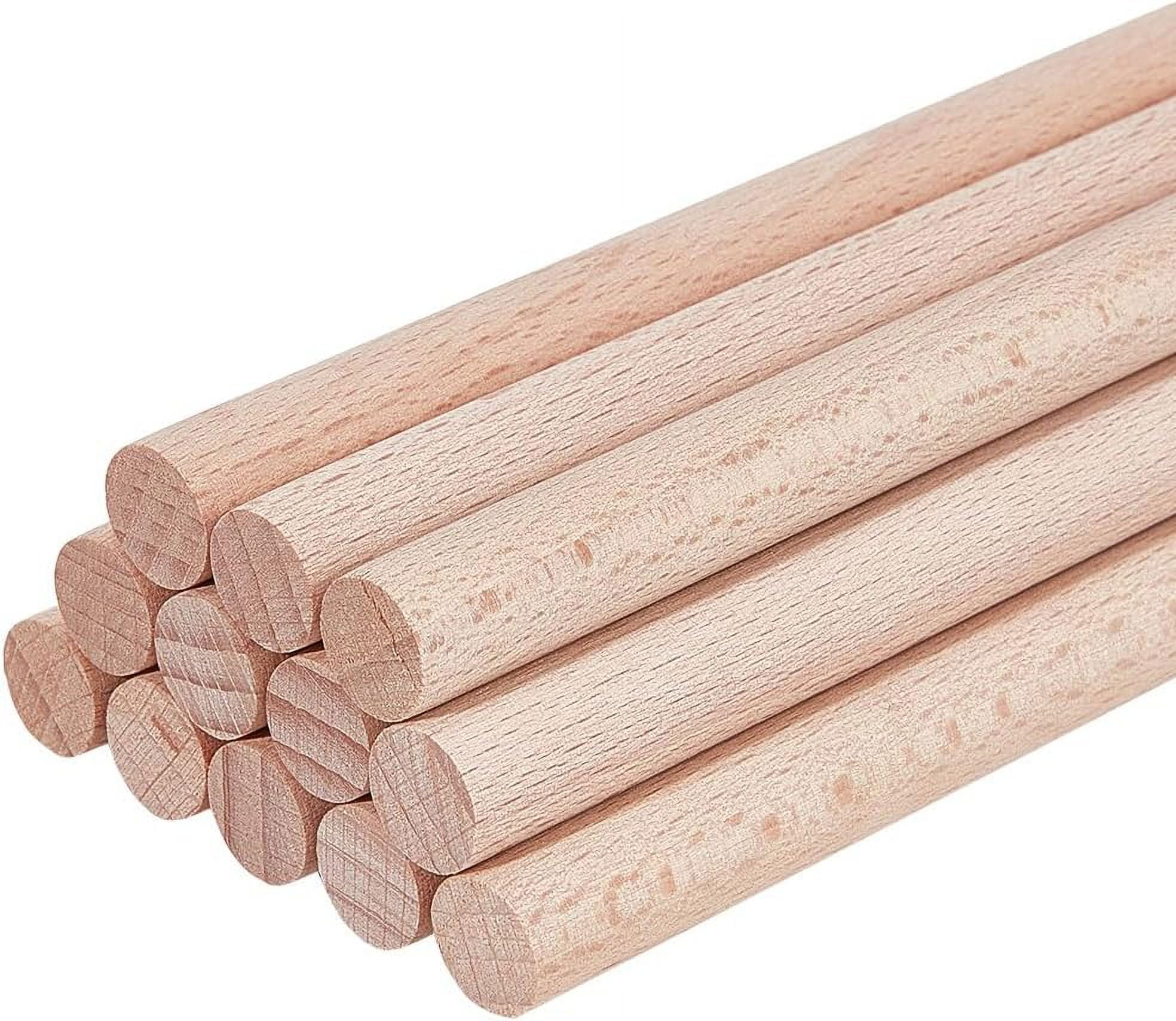 12Pcs Round Beech Wood Sticks 11.8 inch Long Unfinished Wooden Strips ...