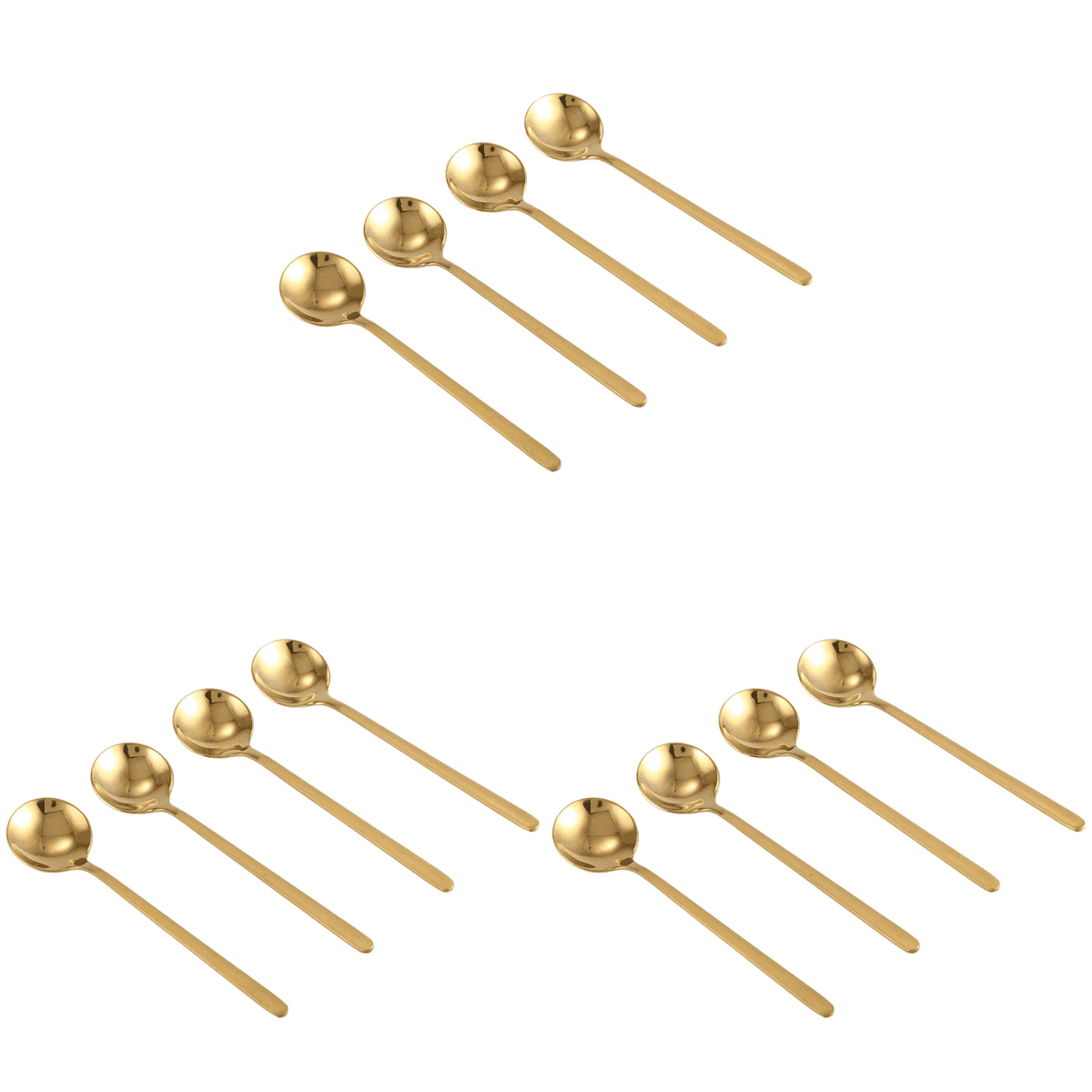 12Pcs Round Shape Coffee Spoon Stainless Steel Mini Teaspoons Sugar ...