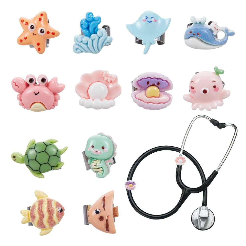 12Pcs Sea Animals Stethoscope Charms 0.6 Inch Resin Stethoscopes Tag ...