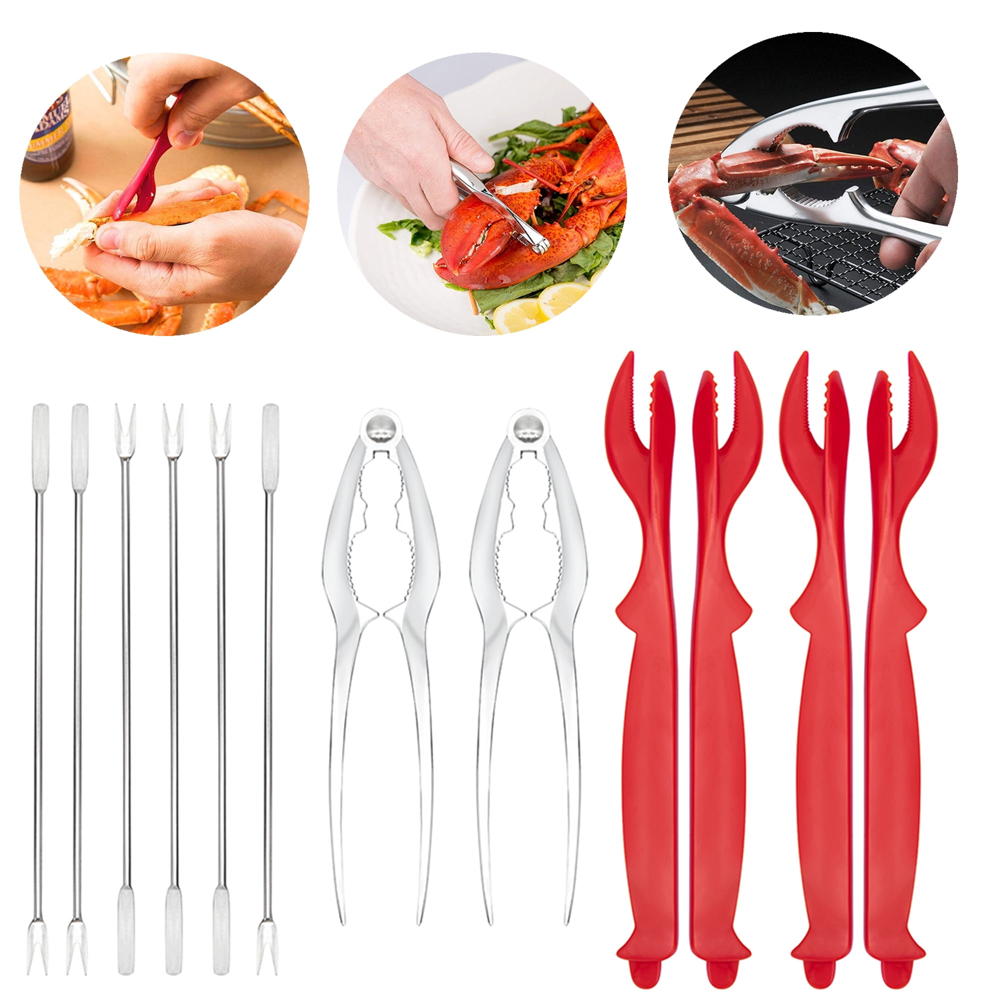 12Pcs Seafood Tools Crab Crackers Nut Cracker Forks Set Opener ...