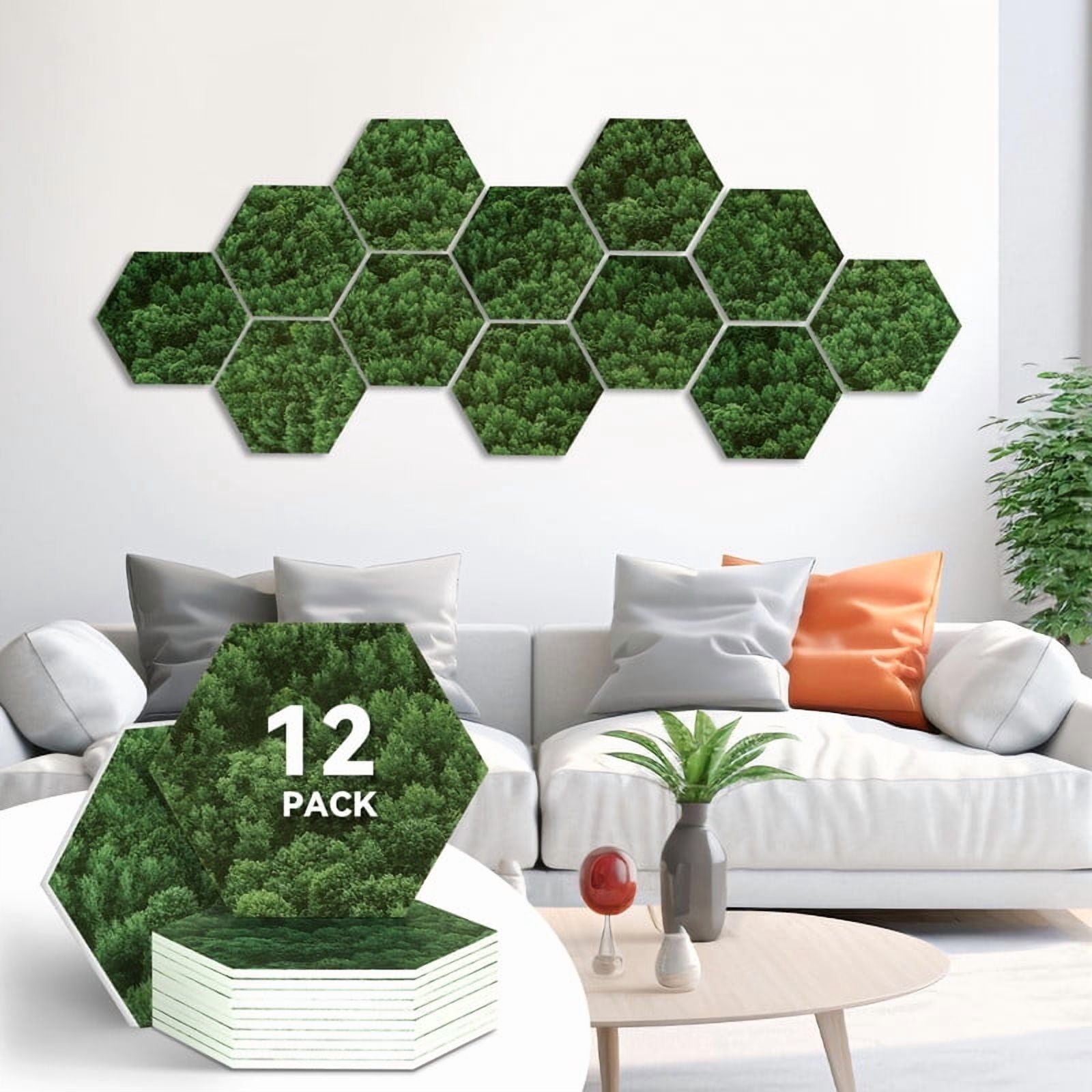 DOLLAR BOSS 12Pcs Self Adhesive Felt Board Tiles Wall Decor Hexagon ...