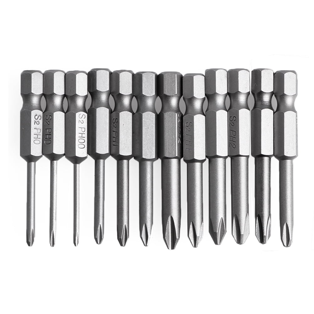 12Pcs/Set 50mm 1/4 Inch Hex Shank Magnetic Phillips Cross Screwdriver ...