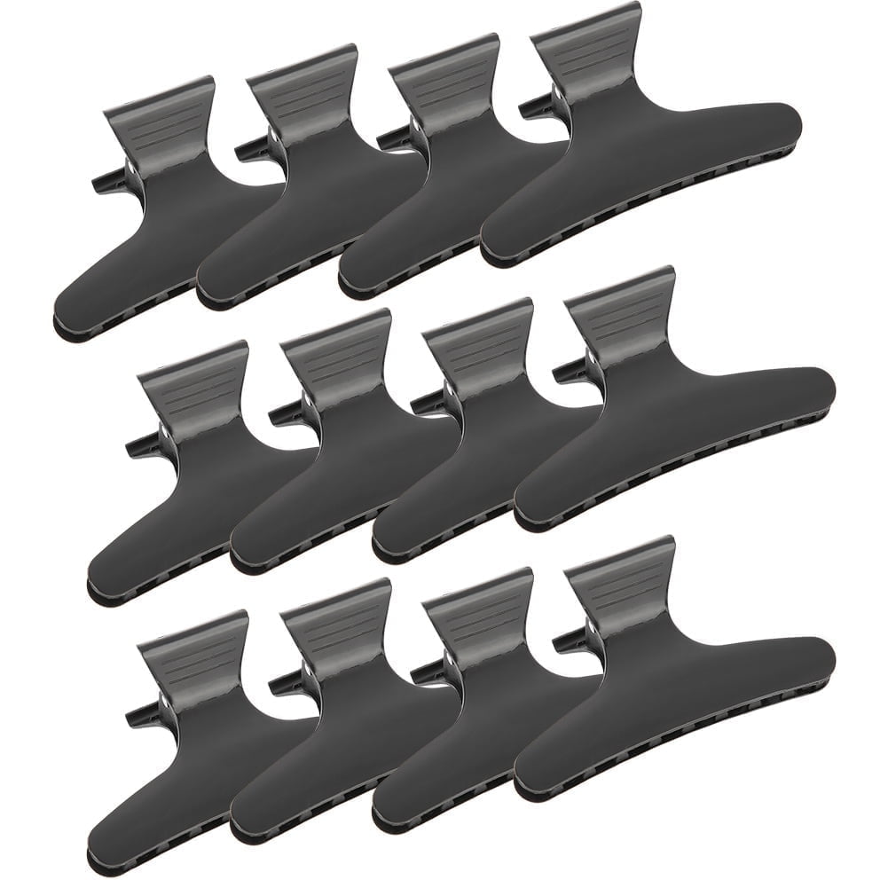 12Pcs/Set Black Butterfly Holding Hair Clip, Strong Hold Hair Section Claw Clamps Hairdressing ...