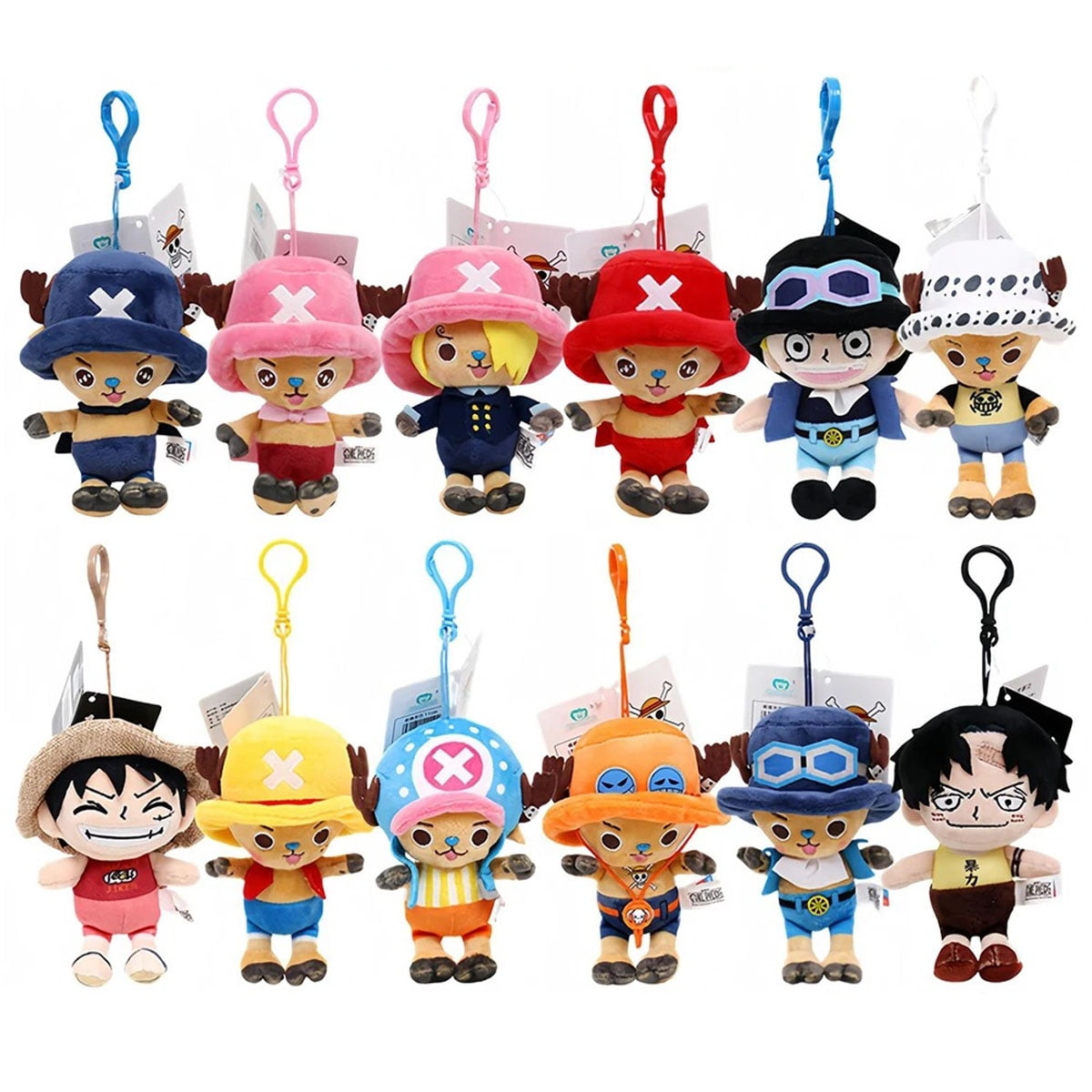 12Pcs/Set One Piece Plush Pendant Doll Luffy Toy Tony Chopper Laboon ...