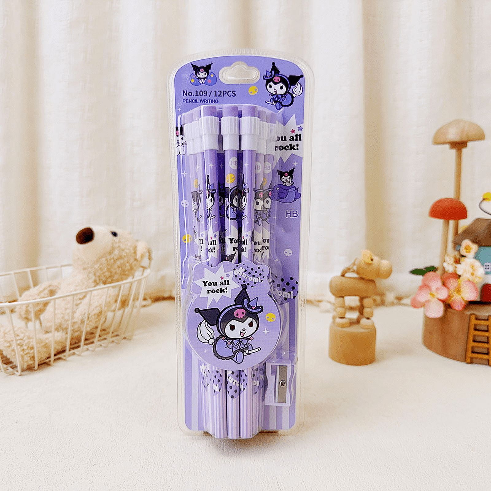 12Pcs/Set Sanrio HB Pencils Set Anime Kuromi Cinnamoroll My Melody ...