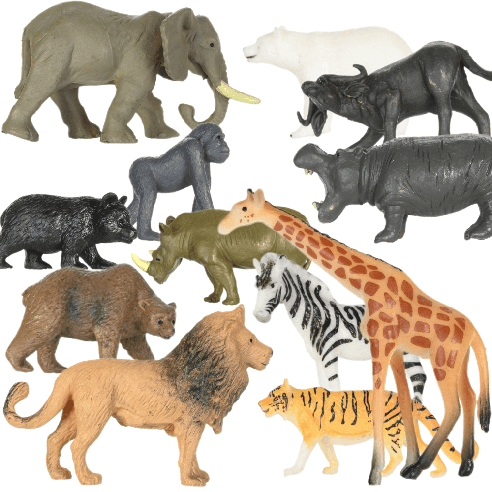 12Pcs Simulation Toy, Small Wild Animals Figures Bundle Realistic Rhino ...