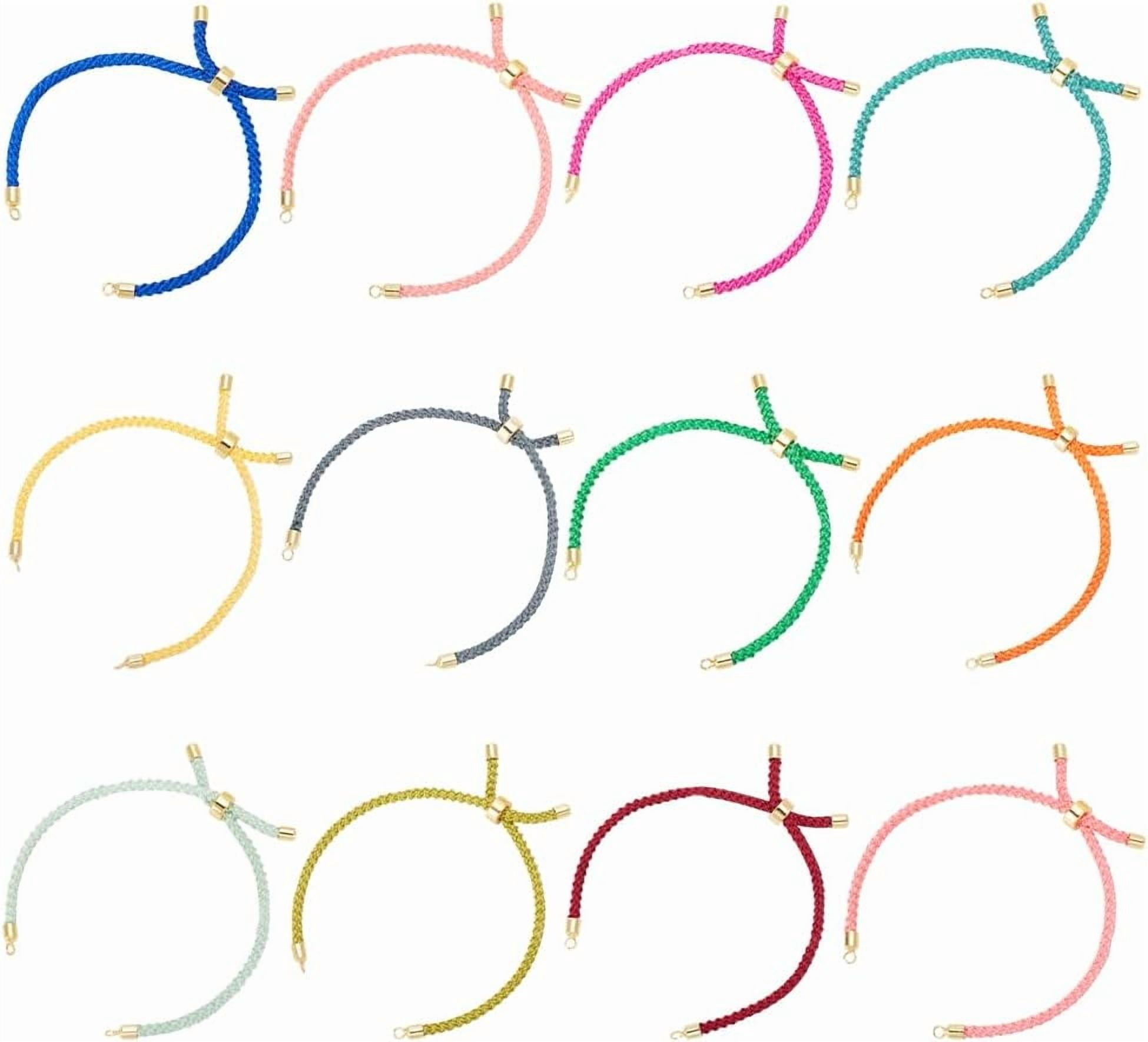 12Pcs Slider Bracelets 12 Colors Adjustable Bracelet Chains Nylon Cord ...