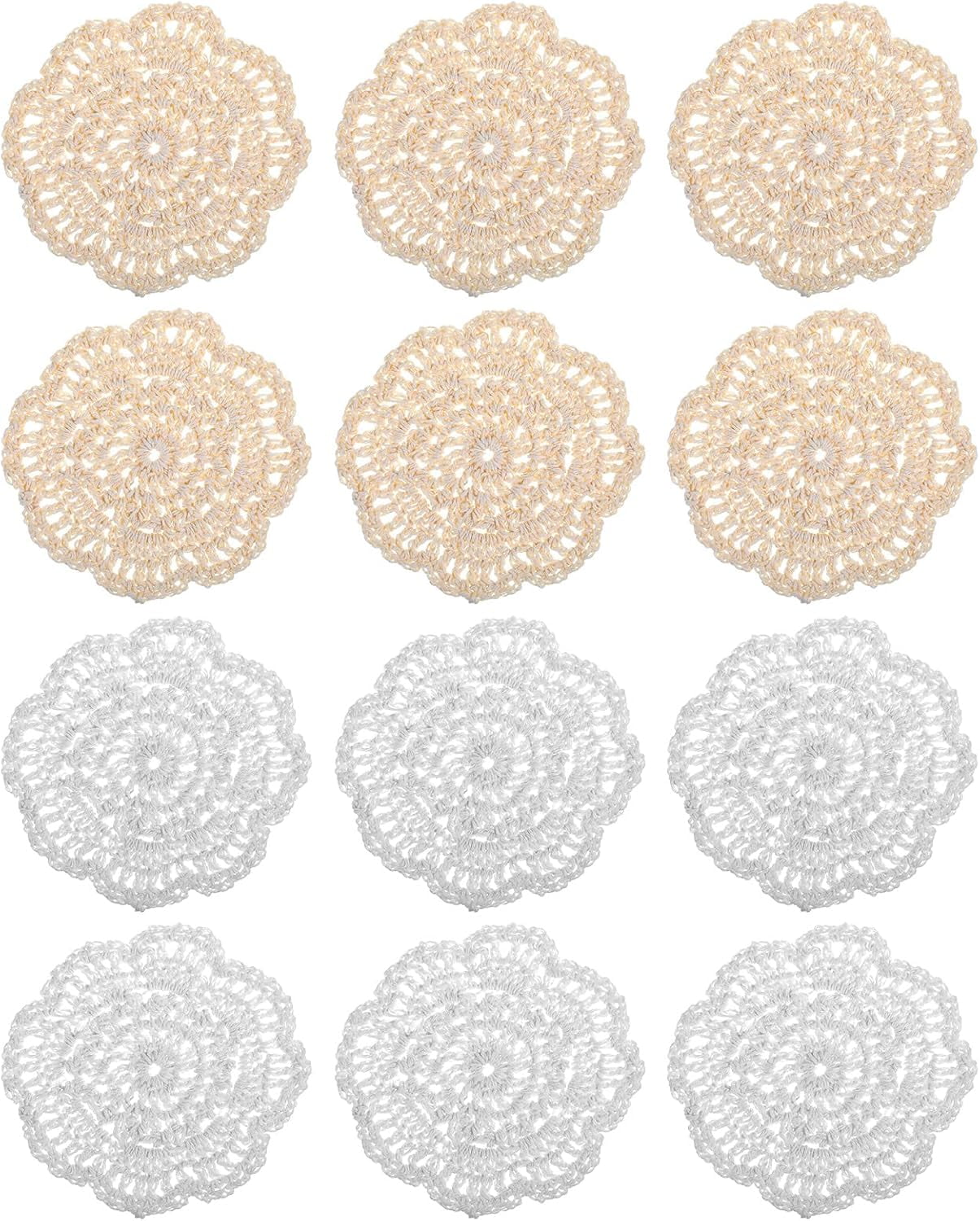 12Pcs Small Lace Doilies Crochet Doilies for Cups Coasters, 4 Inch Round Cotton Lace Coaster ...