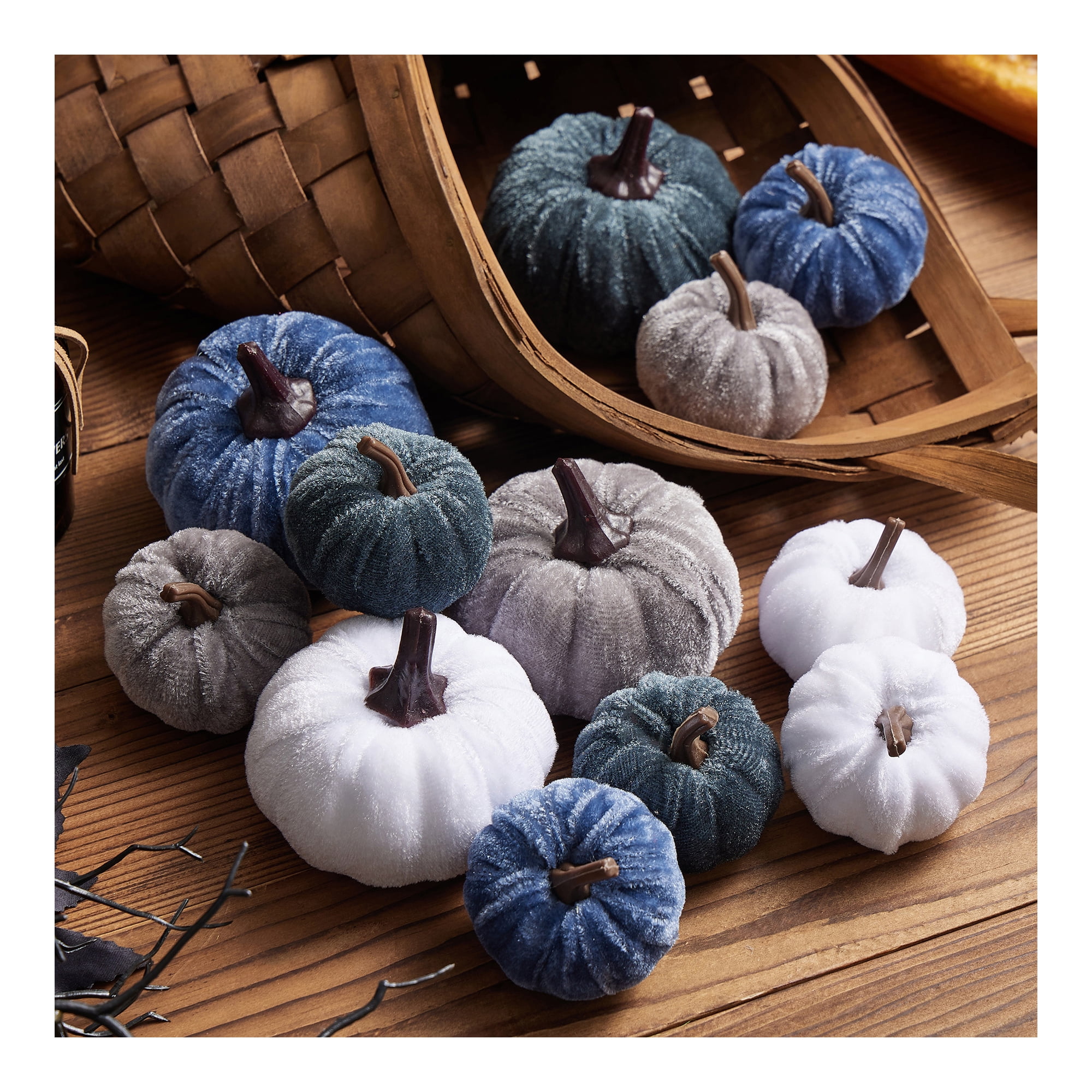 12Pcs Small Rustic Velvet Pumpkins Decorative Pumpkins Foam Pumpkins ...