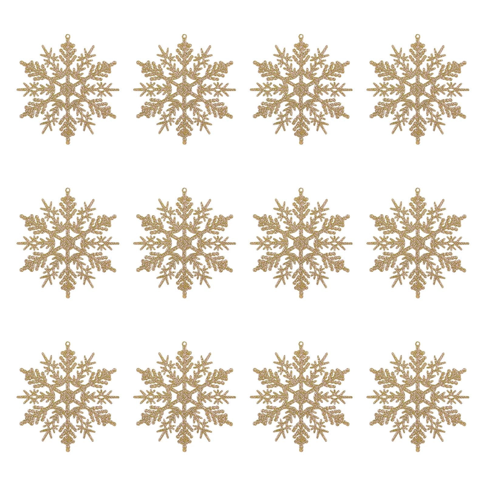 12Pcs Snowflake Ornaments, 10CM Plastic Christmas Tree Decorations with ...