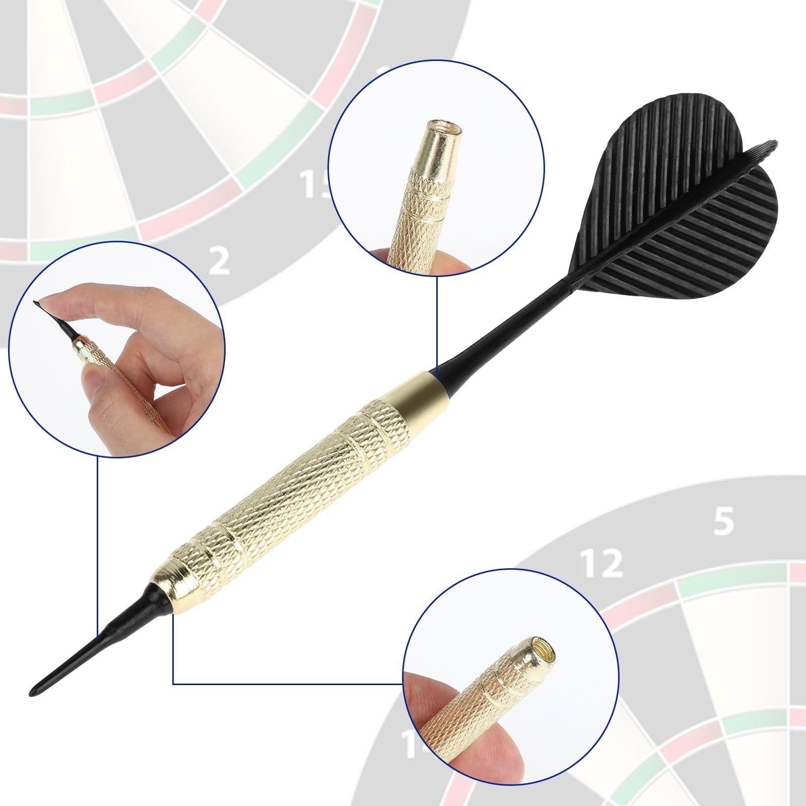 12Pcs Soft Dart, 100 Extra Black 2BA Replacement Tips, Dart with ...