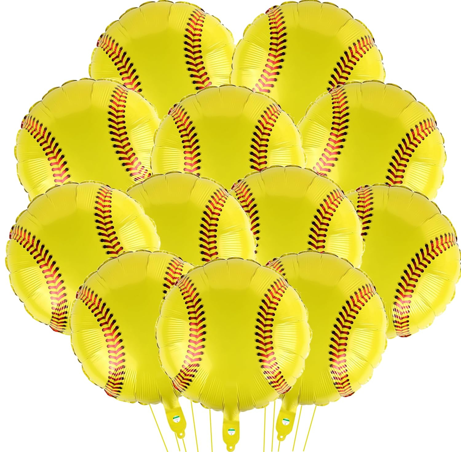12Pcs Softball Balloons - 18inch Gold AIS1 Baseball Balloon for Sports ...