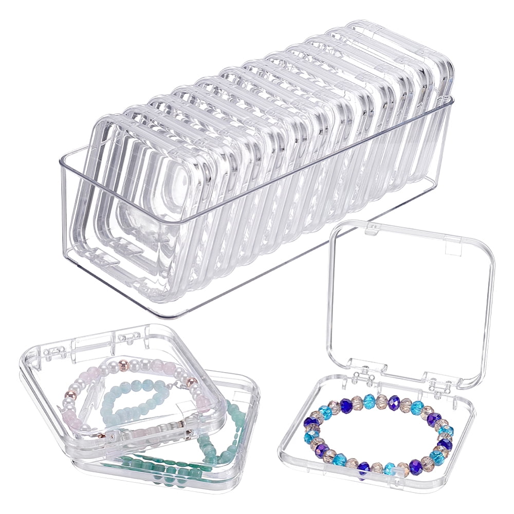 12Pcs Square Transparent Acrylic Stone Beaded Bracelet Storage Boxes ...
