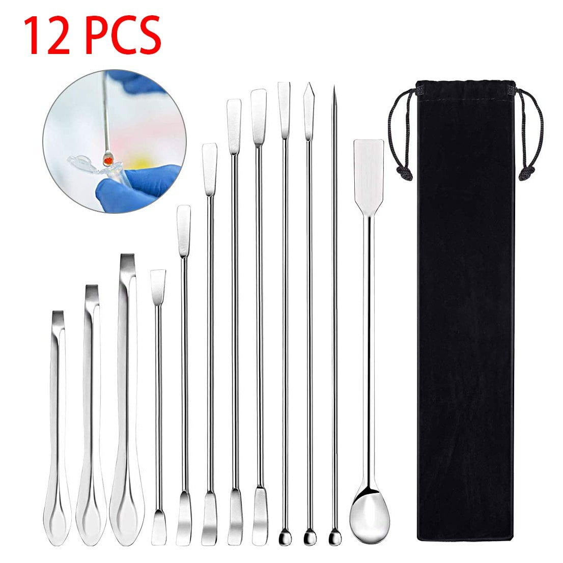 12Pcs Stainless Steel Lab Spoon Spatula Laboratory Sampling Spoon ...