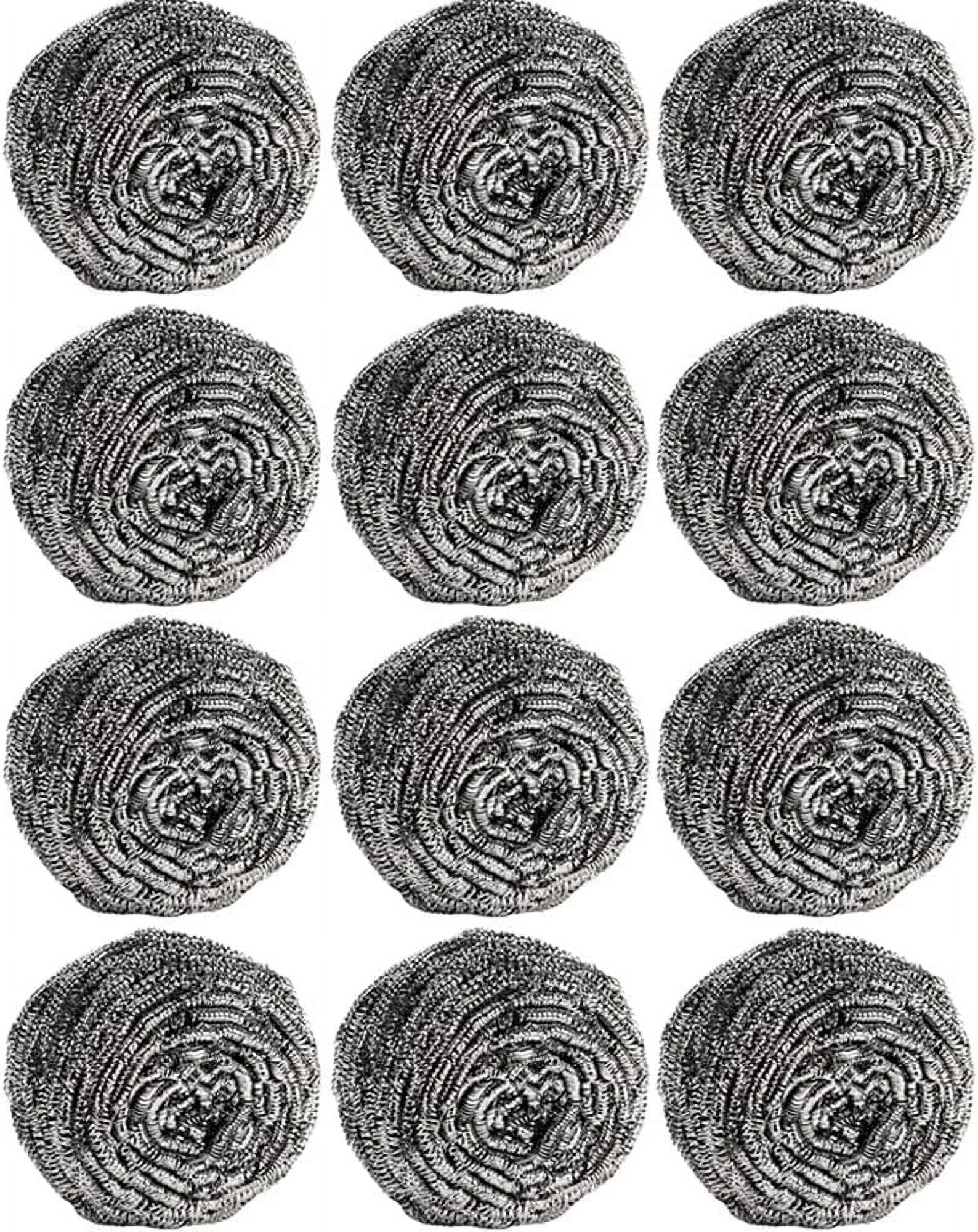 12Pcs Steel Wool Scrubber Pads for Cleaning Dishes, Pans, Pots, Ovens ...