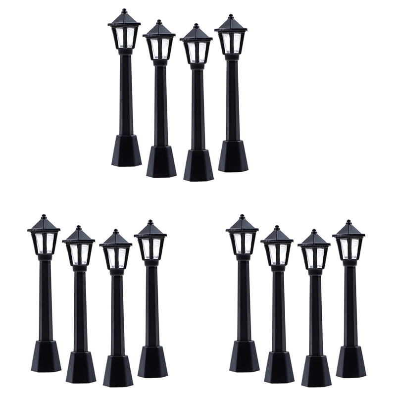 12Pcs Street Post Lights Model Railway Train Lamp Post Lights Miniature ...