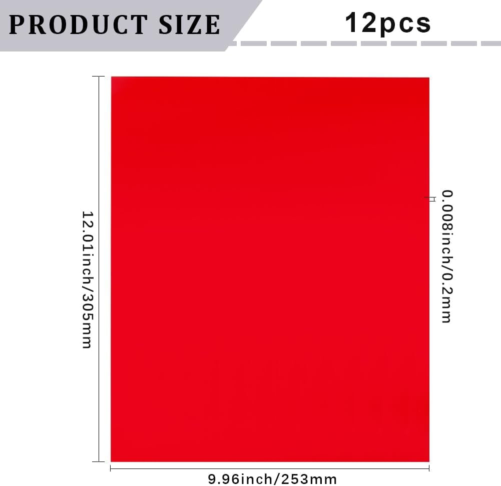 12Pcs Sublimation Transfer Ink Sheets Red Heat Transfer Vinyl HTV 12 x ...