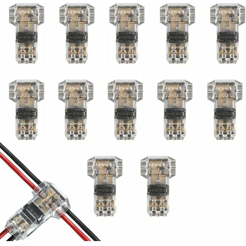 12Pcs T-Cable Connectors, 12V Waterproof 2-Pin Electrical Wire ...
