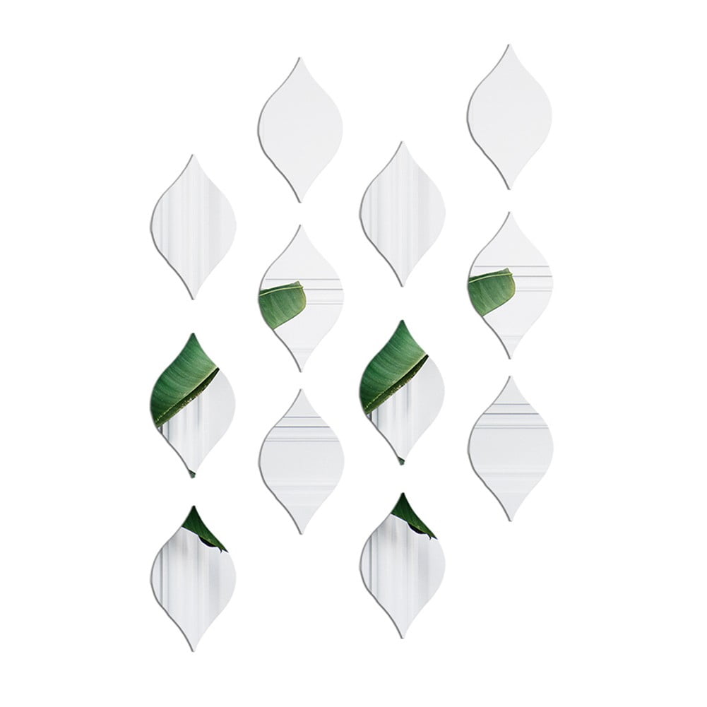 12Pcs Teardrop Mirror Stickers Wall Decor Removable Acrylic Mirror Wall ...
