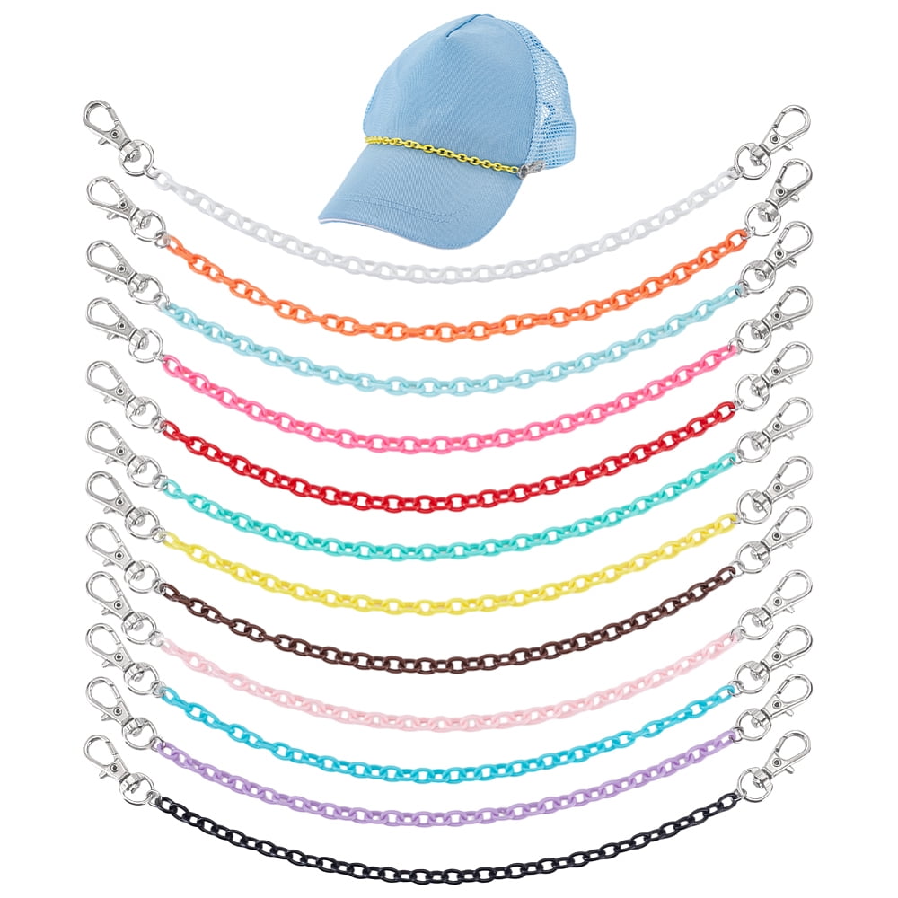 12Pcs Trucker Hat Chains 11Inch Acrylic Chains Rainbow Colorful Bright ...