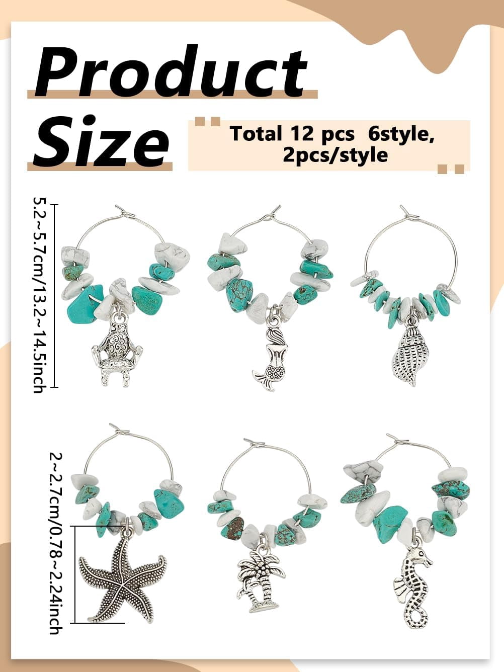 12Pcs Turquoise Wine Glass Charms Antique Silver & Platinum Alloy ...