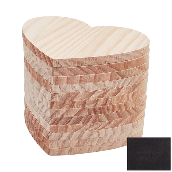 12Pcs Unfinished Heart Wood Coasters Nature Blank Wooden Craft Coasters ...
