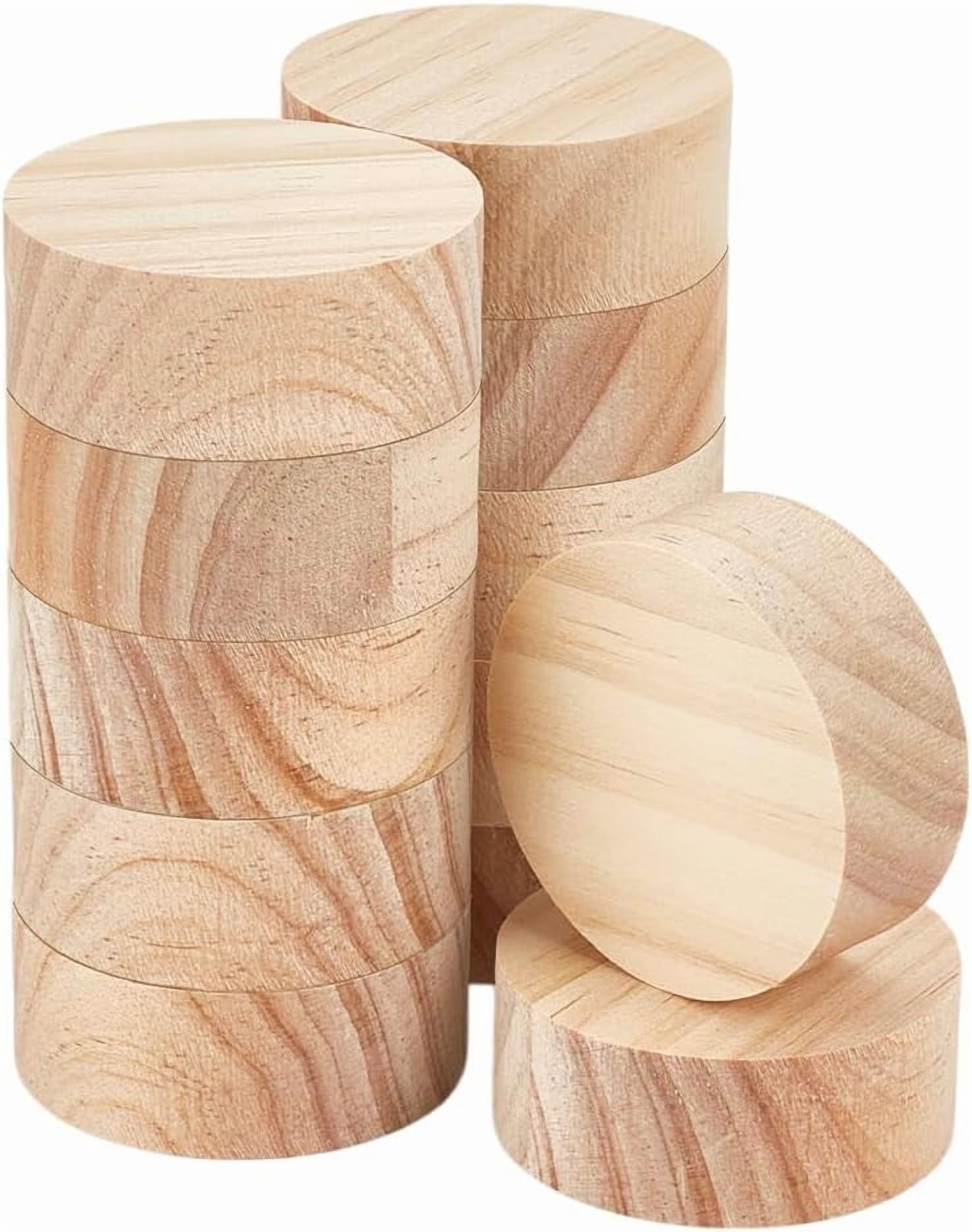 12Pcs Unfinished Round Wooden Blocks Wooden Round Pieces 1.9 inch Blank ...