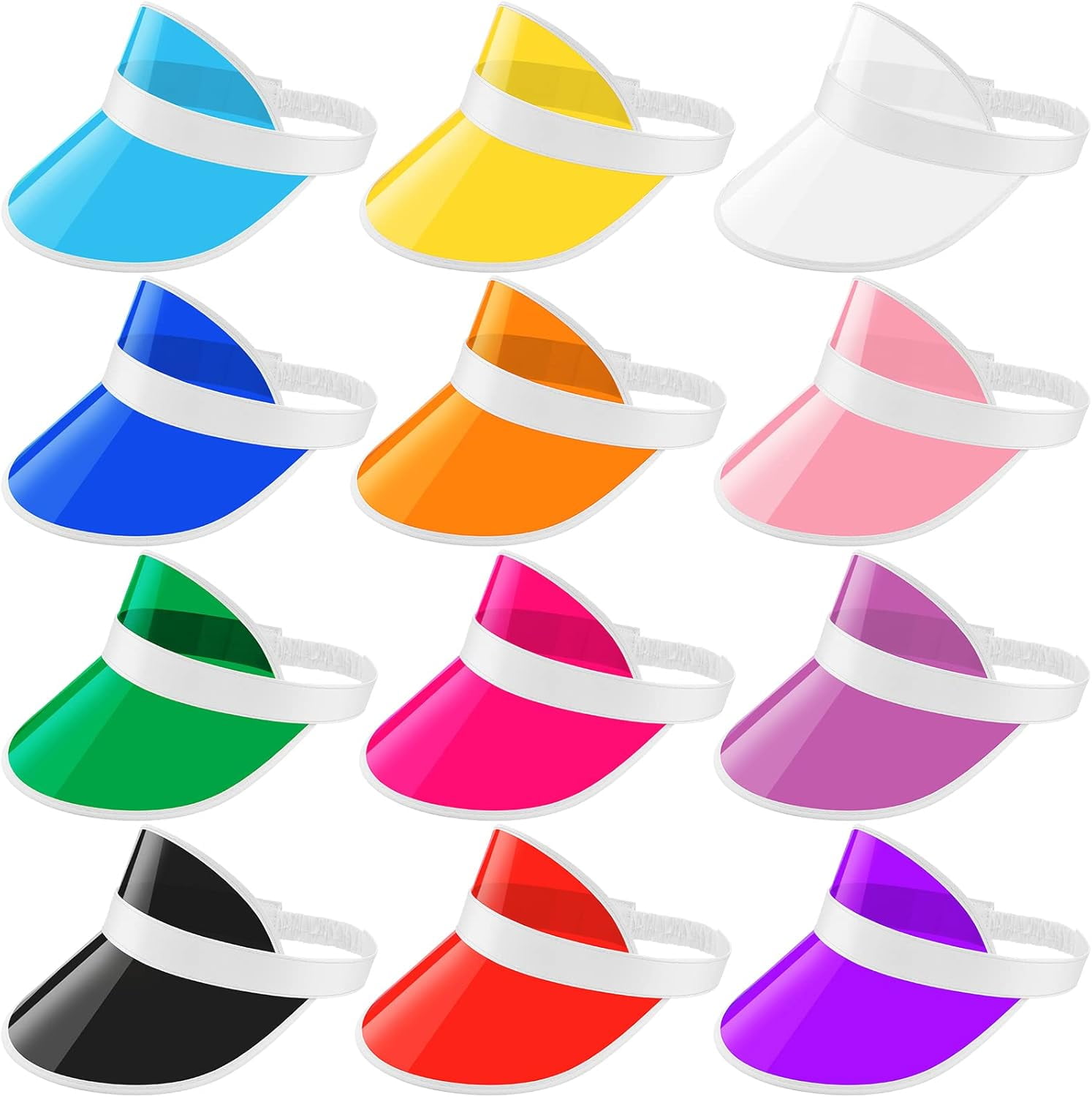 12Pcs Unisex Plastic Sun Visors Hats Clear UV Protection Cap for Men ...