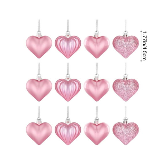 12Pcs Valentine's Day Heart Hang Ornaments, Romantic Heart Hanging ...