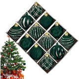 12Pcs Velvet Christmas Ball Ornaments | 2.3 Inch Shatterproof Flocked ...