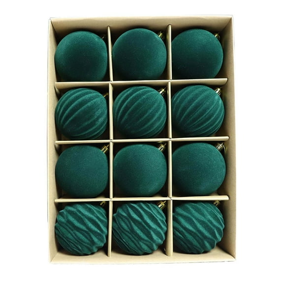 12Pcs Velvet Christmas Ornaments Balls, 3.15Inch Velvet Flocked ...