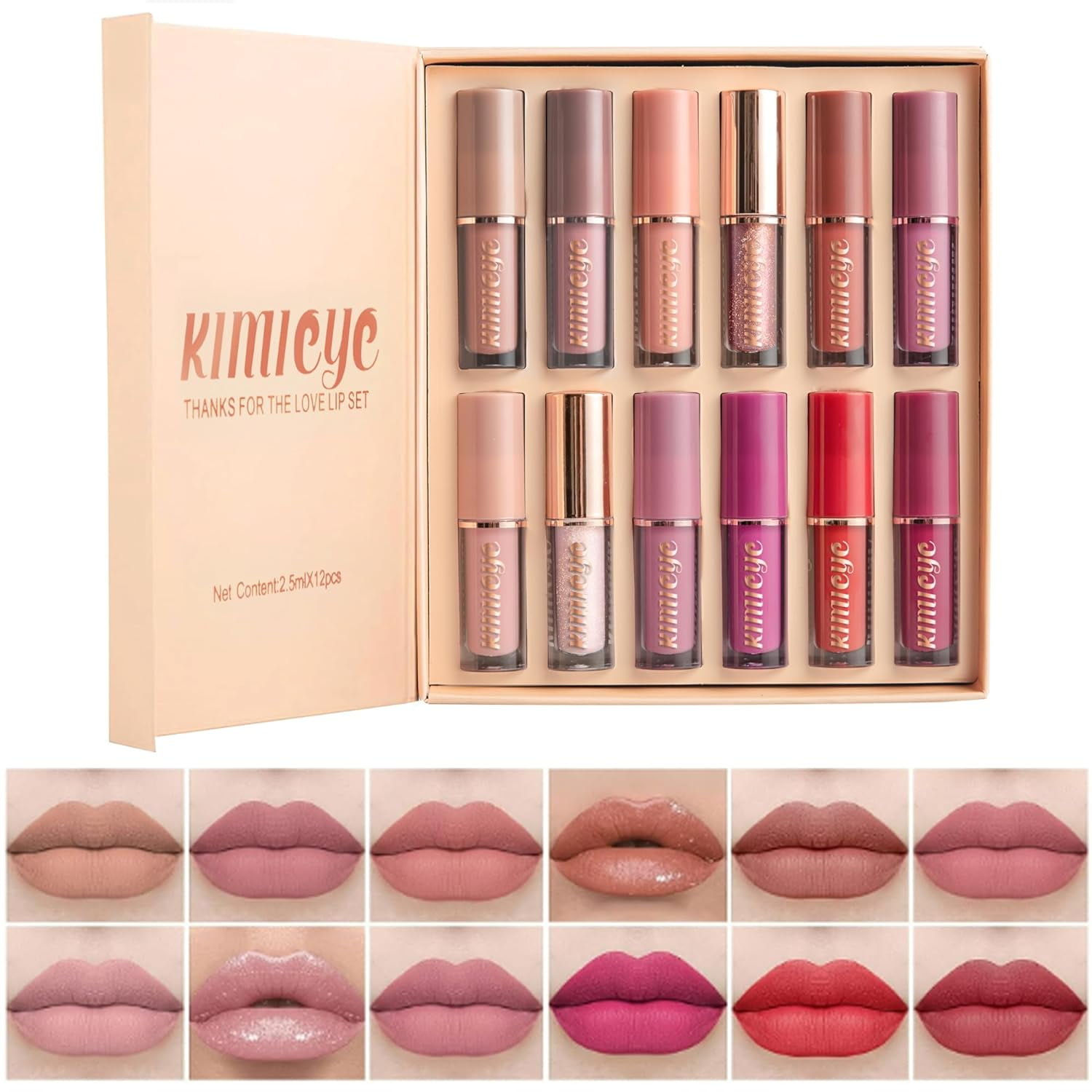 12Pcs Velvet Matte Liquid Lipstick Set, Waterproof Long Lasting Quick ...