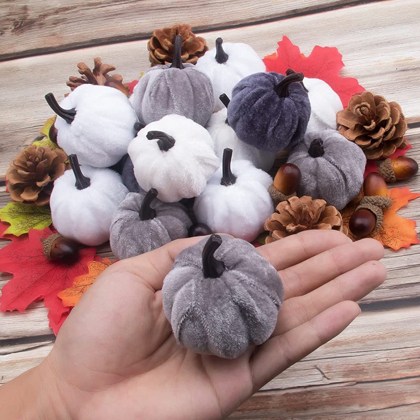 12Pcs Velvet Pumpkin Prop - Fine Workmanship Soft Texture - Assorted ...