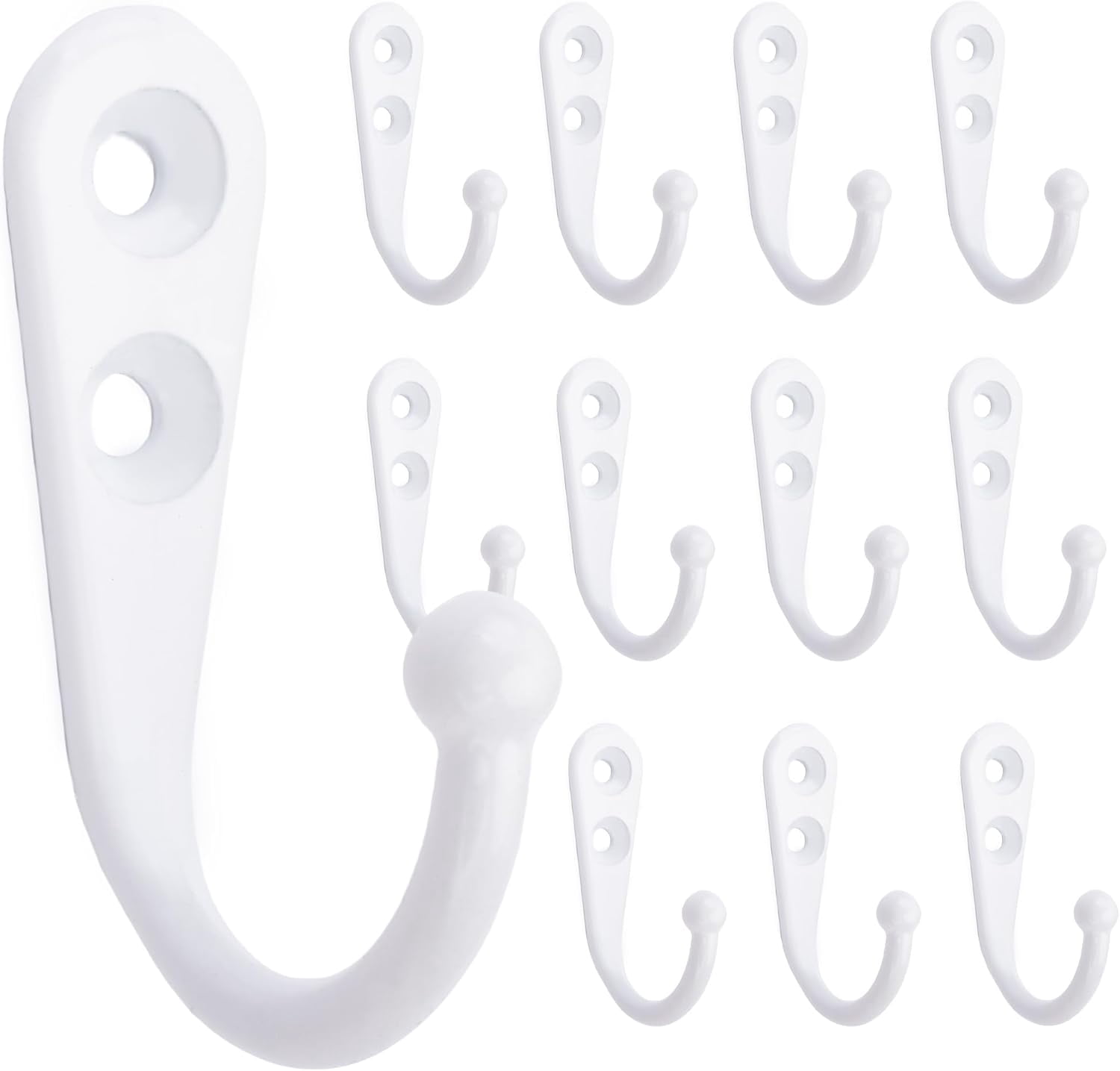 12Pcs Wall Mounted Coat Hooks,Single Prong Robe Hook for Hanging,White ...
