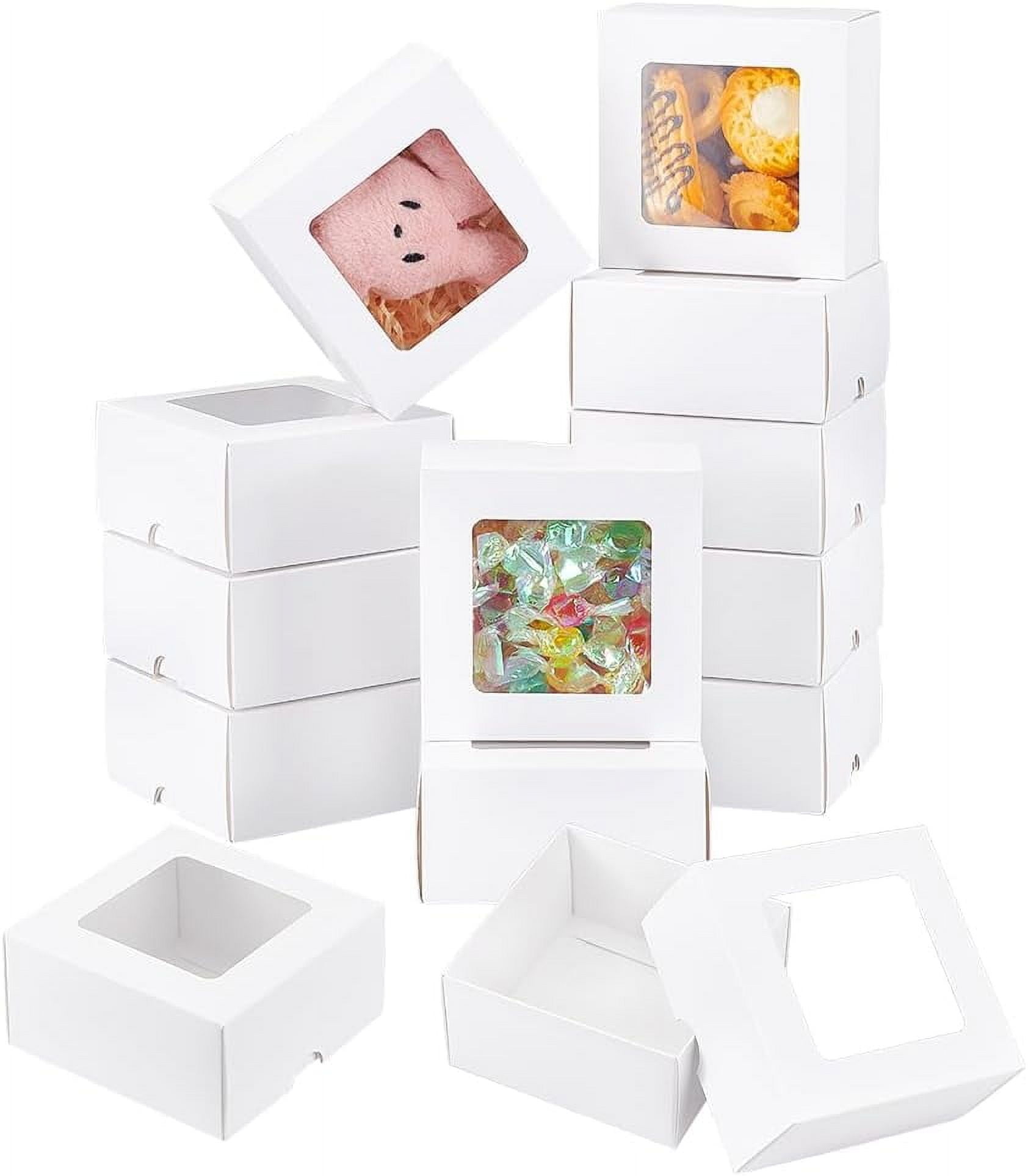 12Pcs White Kraft Paper Box with Clear Window 3.9x3.9x1.9inch Square ...