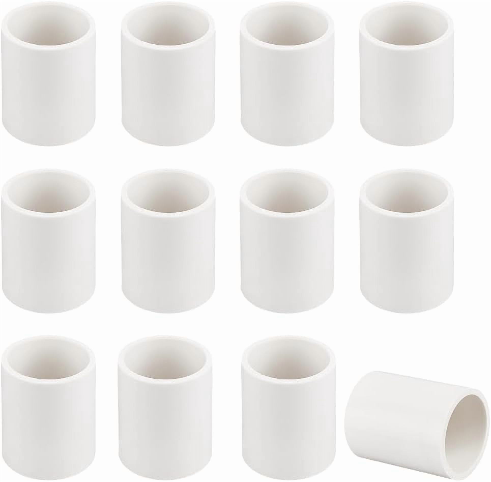 12Pcs White PVC Pipe Coupling 1.3 Inch ID 1.5 Inch OD PVC Slip Socket ...