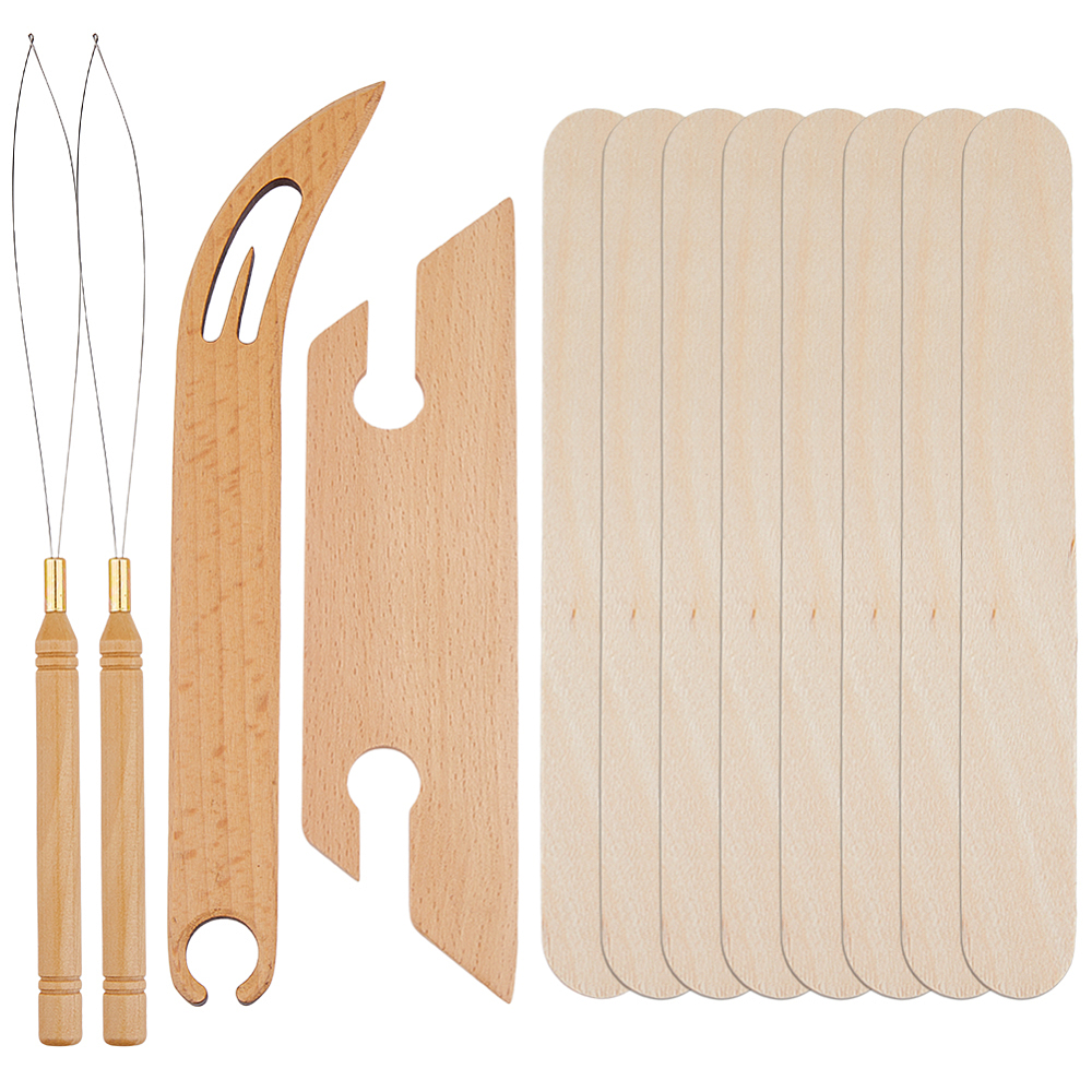 12Pcs Wood Loom Weaving Shuttle Kit Wooden Knitting Looms Shuttles Set ...