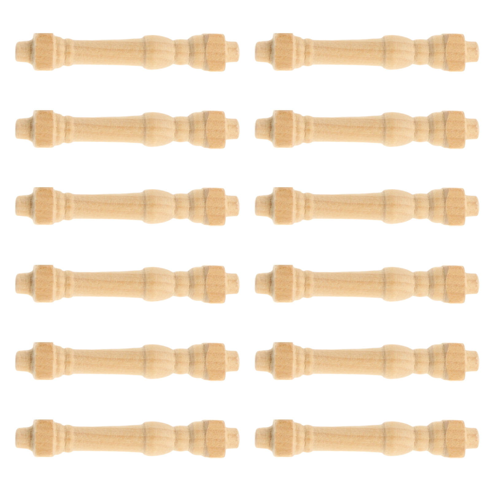 12Pcs Wood Pillar Miniature Wood Spindles Unfinished Wood Craft ...