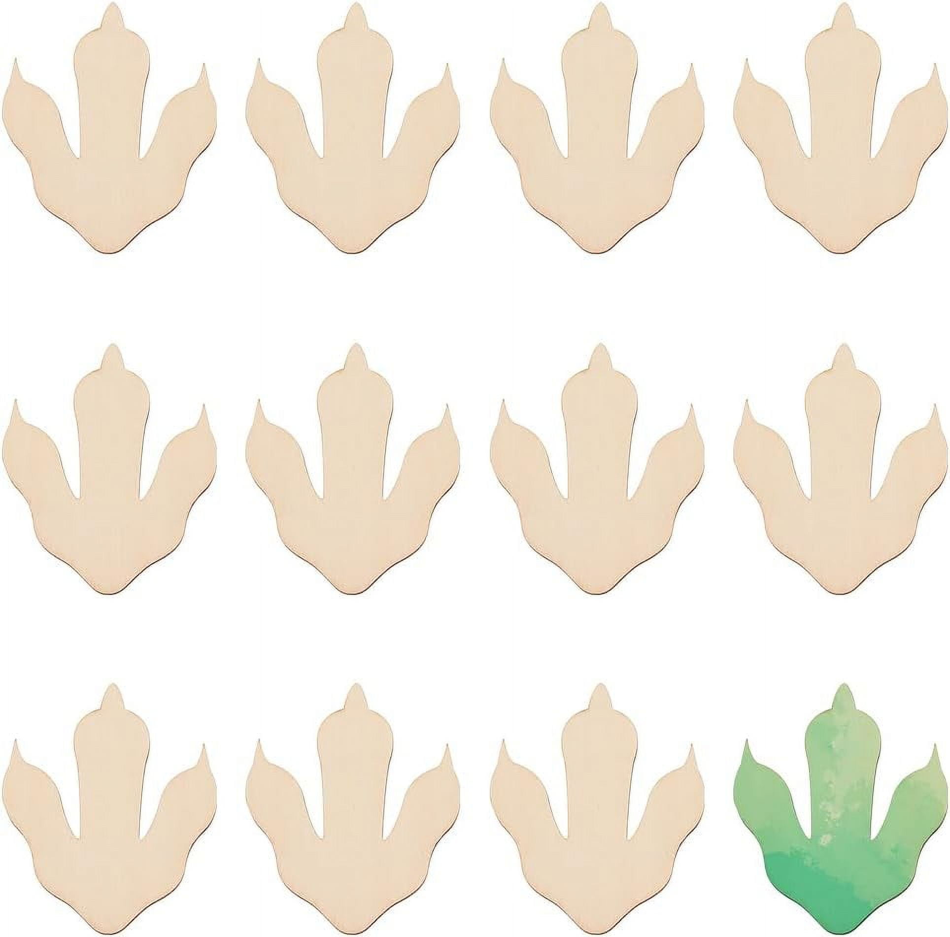 12Pcs Wooden Dinosaur Foot Prints 3.5x3x0.3inch Unfinished Blank Wood ...