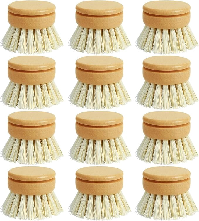 12Pcs Wooden Dish Brush Natural Sisal Bristles Palm Scrub Brushes ...