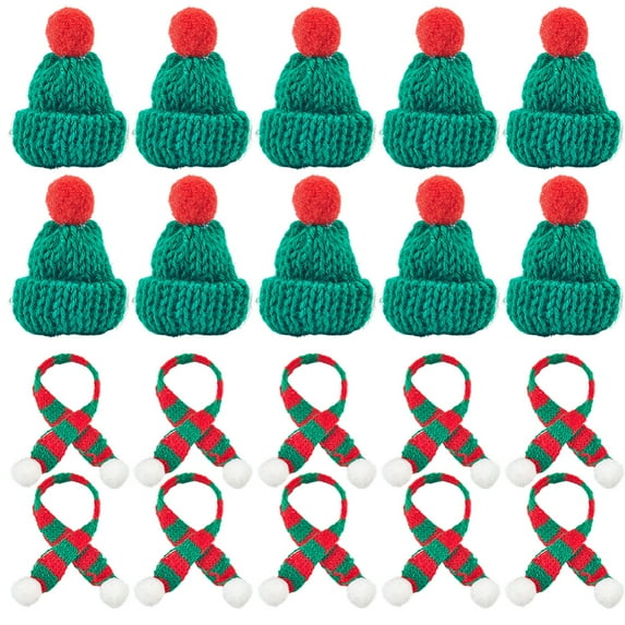 12Pcs Woolen Crochet Mini Hat with Ball with 12Pcs Mini Knitting Wool ...