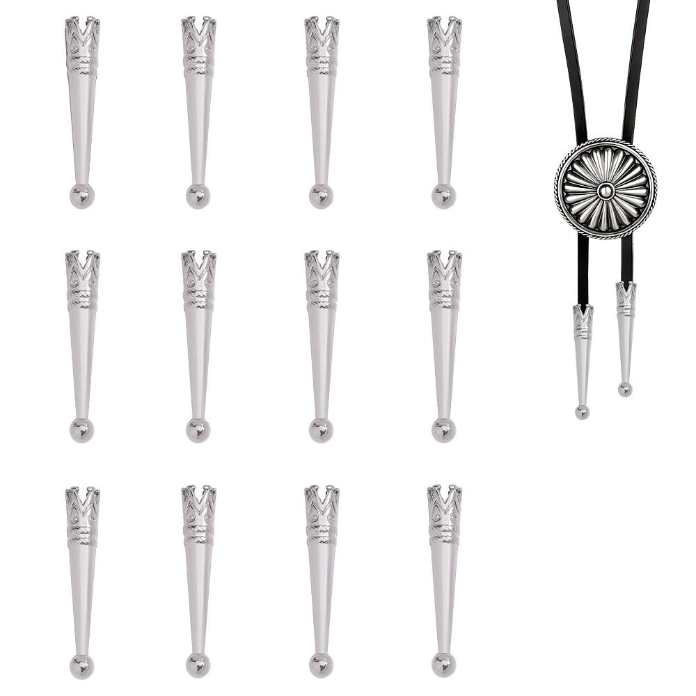 12Pcs Zinc Alloy Cord End Bolo Tie End Caps Cone Platinum 34x6mm Inner ...