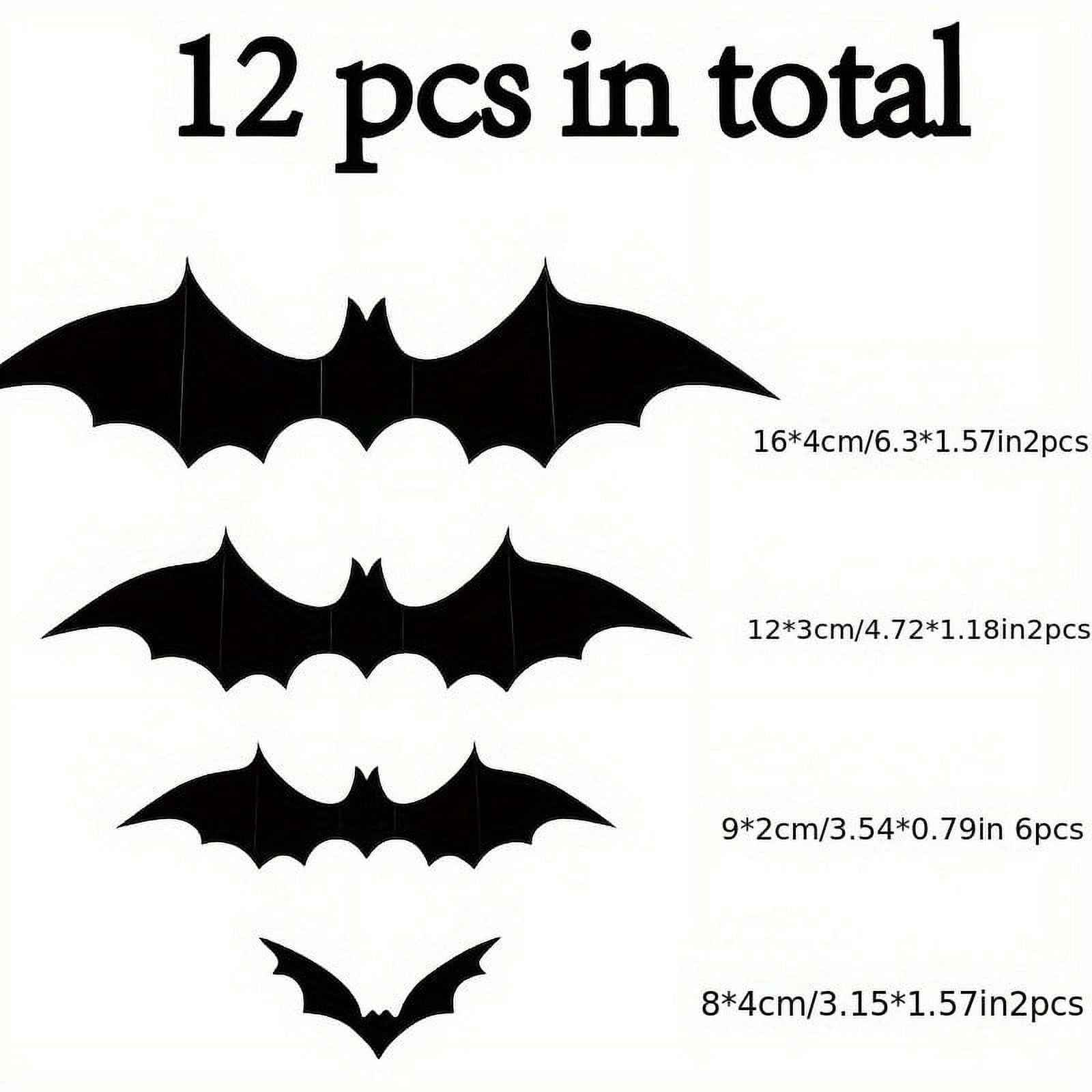 12Pcs/bag 3D Black Bat Wall Stickers Set Halloween Party Essentials for ...