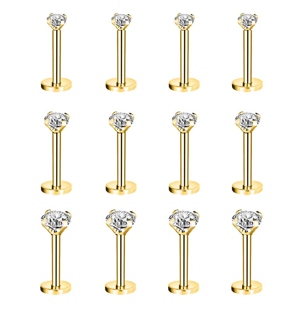 12Pcs/set 16G Push in Labret Lip Studs Rings Threadless Monroe Medusa ...