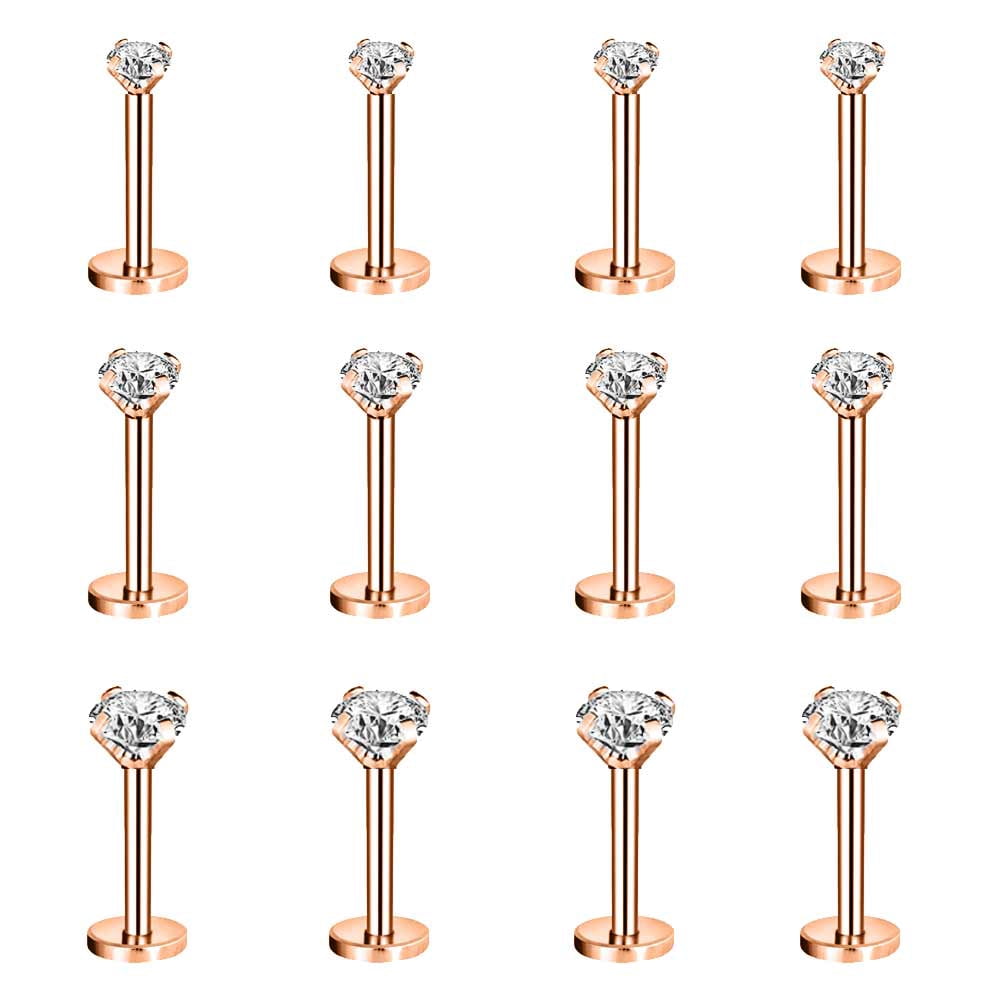 12Pcs/set 16G Push in Labret Lip Studs Rings Threadless Monroe Medusa ...
