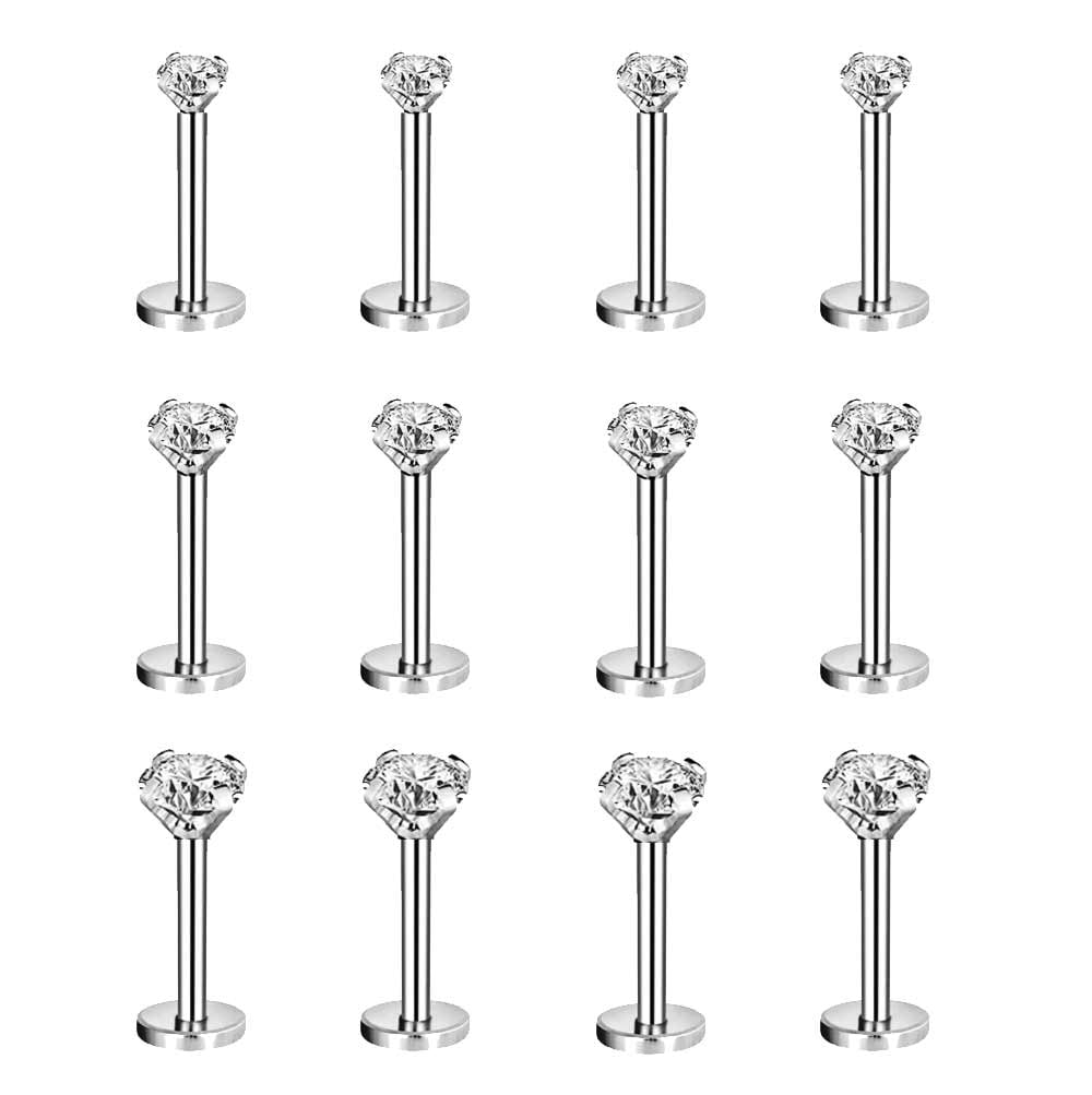 12Pcs/set 16G Push in Labret Lip Studs Rings Threadless Monroe Medusa ...